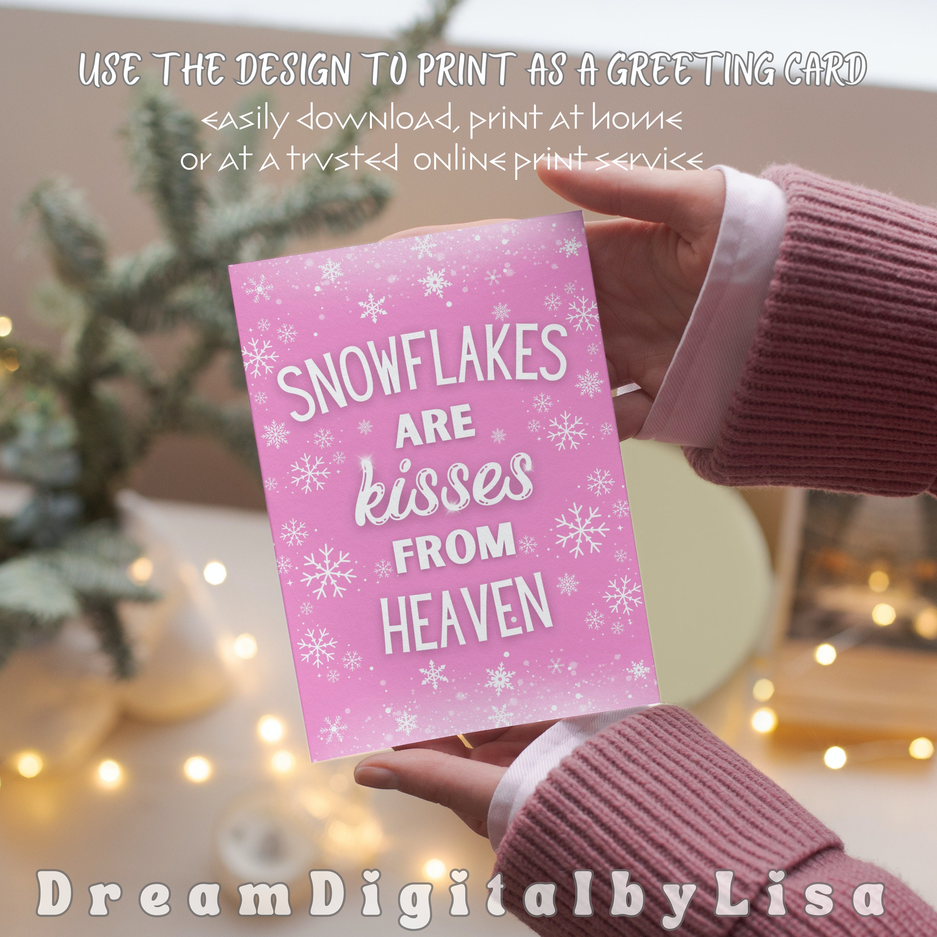 Snowflakes Are Kisses From Heaven Pink Print, Remembrance Gifts, in ...
