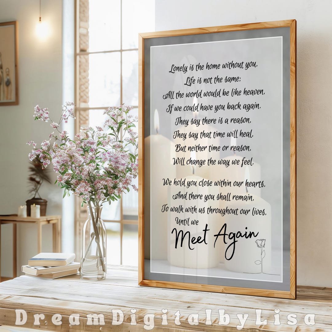 In Loving Memory Sign Until We Meet Again Memorial Grief Poem Sympathy ...