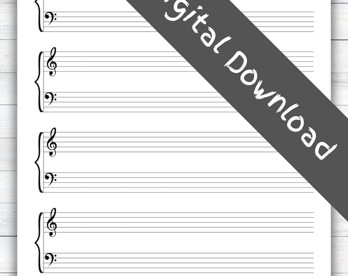 Printable Blank Sheet Music Treble Clef Notation Sheets Staff Stave ...