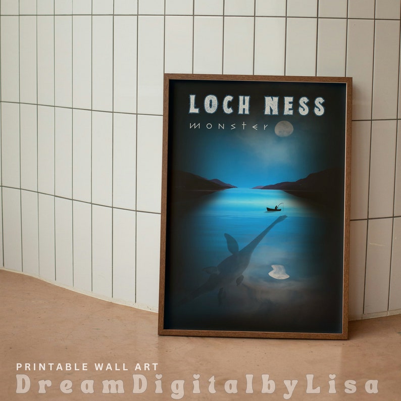 Loch Ness Monster DIGITAL DOWNLOAD, Nessie Art Print, Conspiracy Theory ...