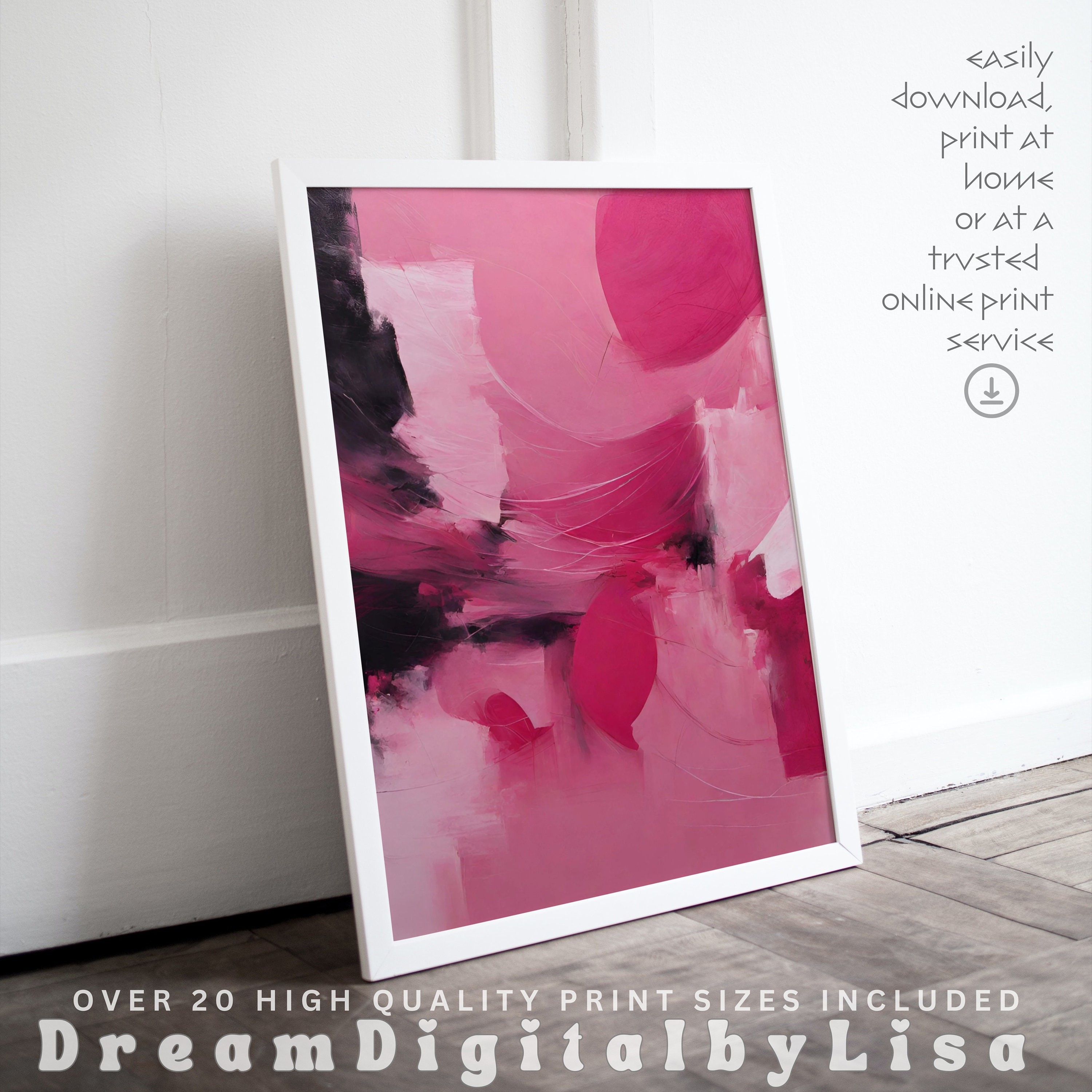 Pink Abstract Painting Print Printable Pink Wall Art - Etsy