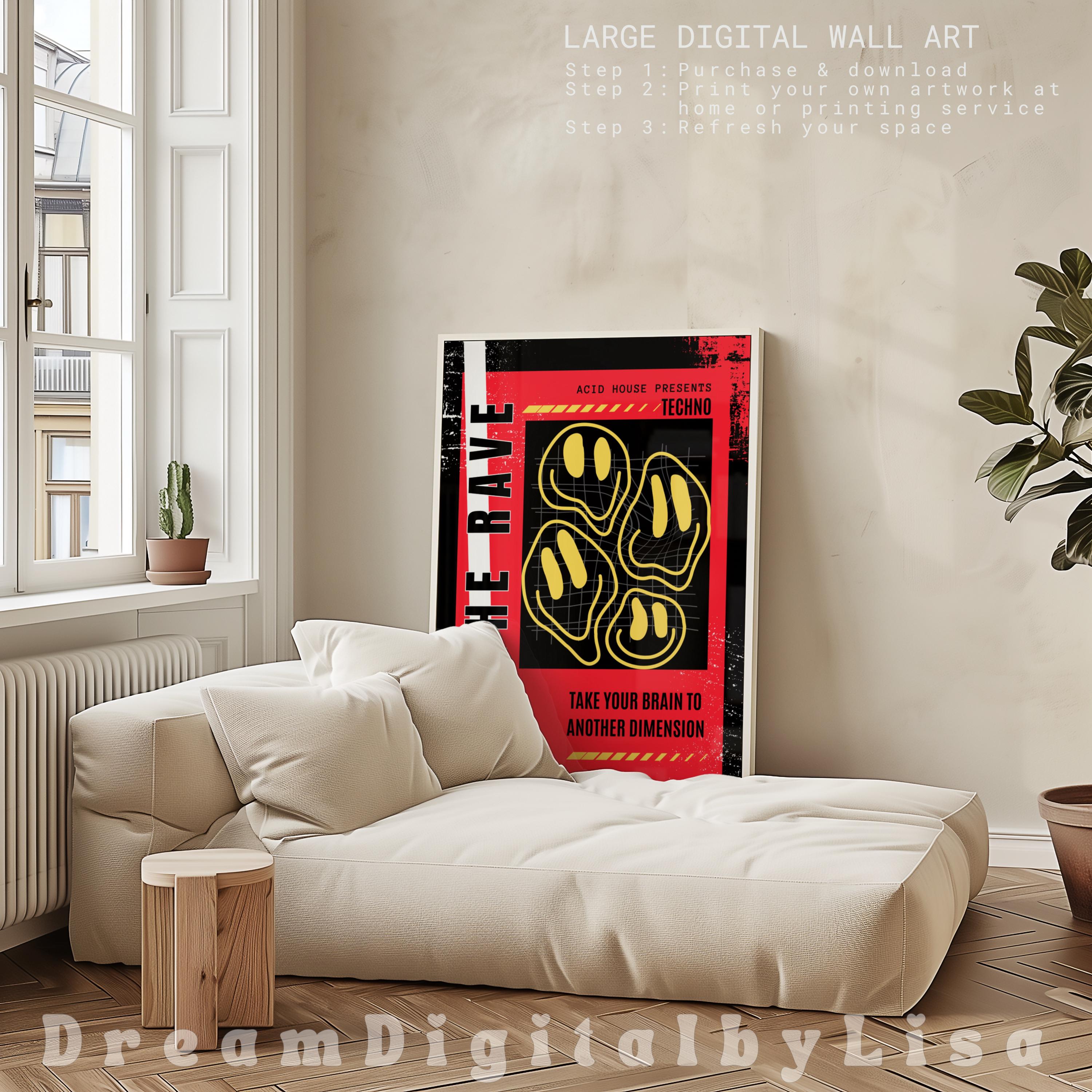 1990s Rave Poster to the Rave Techno Dance Print 90s Acid House Poster ...