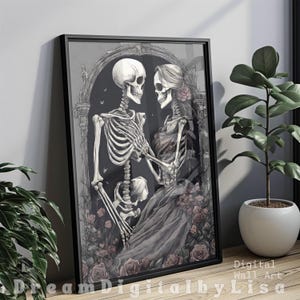 Skeleton Lovers, Dark Romance, Gothic Skeleton Couple, Gothic Valentine ...