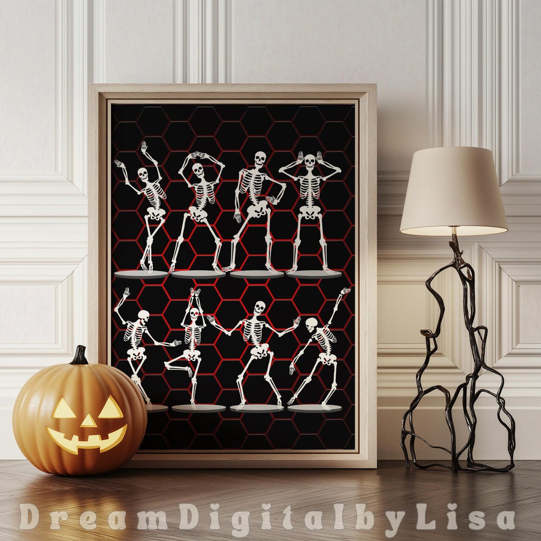 Halloween Dancing Skeleton Print DIGITAL DOWNLOAD Funny Halloween ...