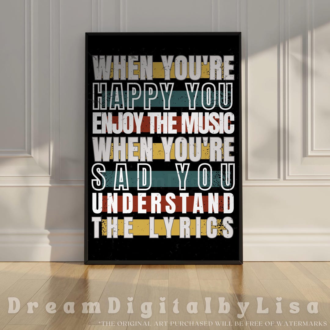 Music Poster, Music Wall Art, Printable Music Artwork, Music Quotable ...
