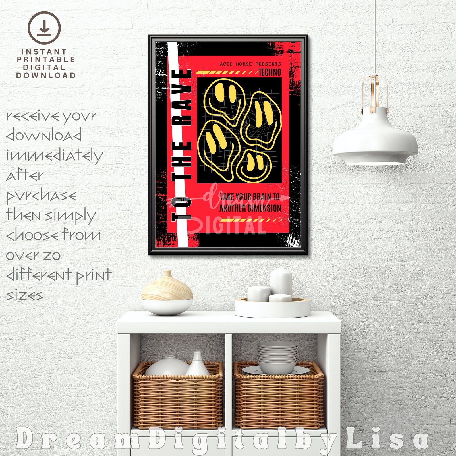 Rave Poster to the Rave Techno Dance Print 90s Acid House - Etsy