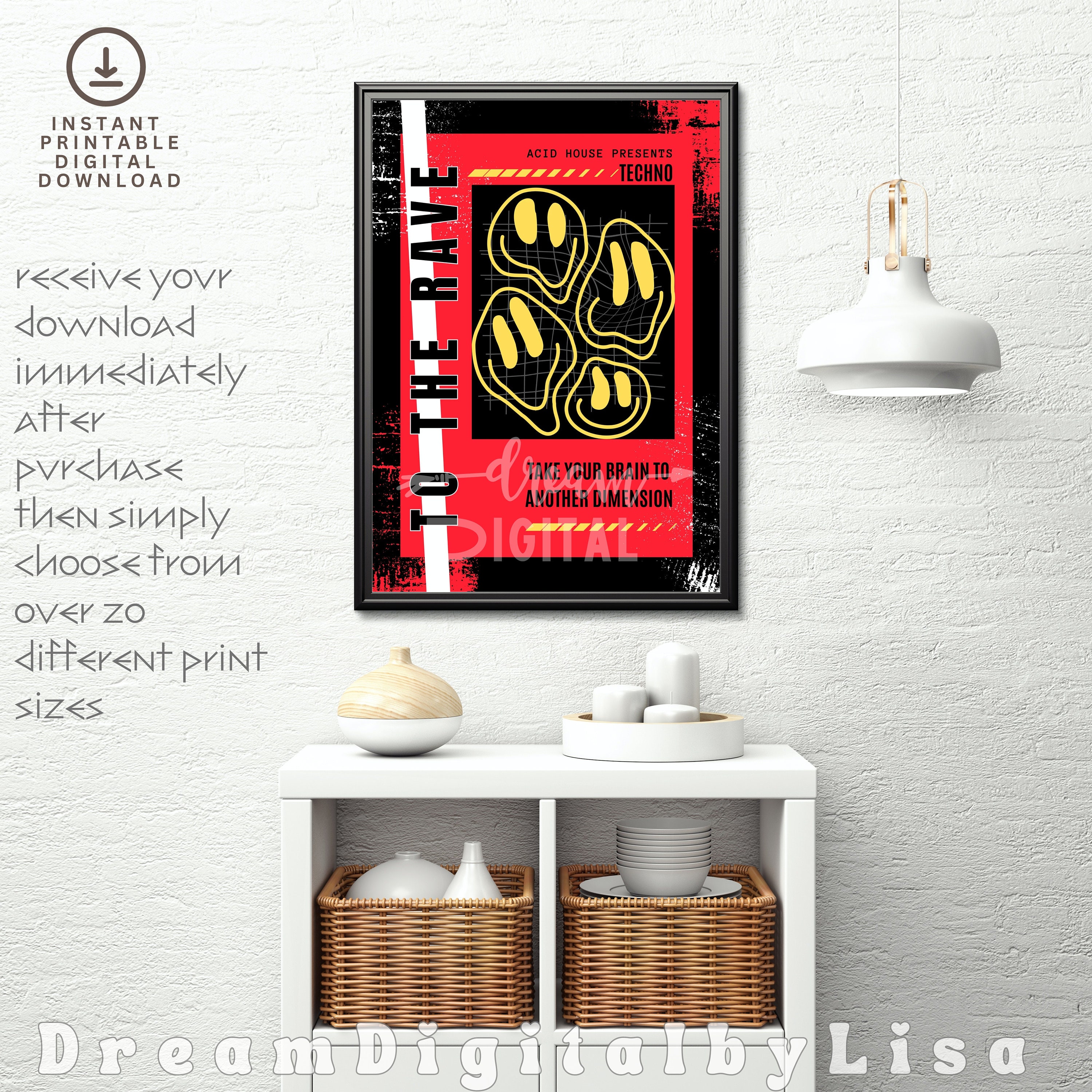 Rave Poster to the Rave Techno Dance Print 90s Acid House - Etsy