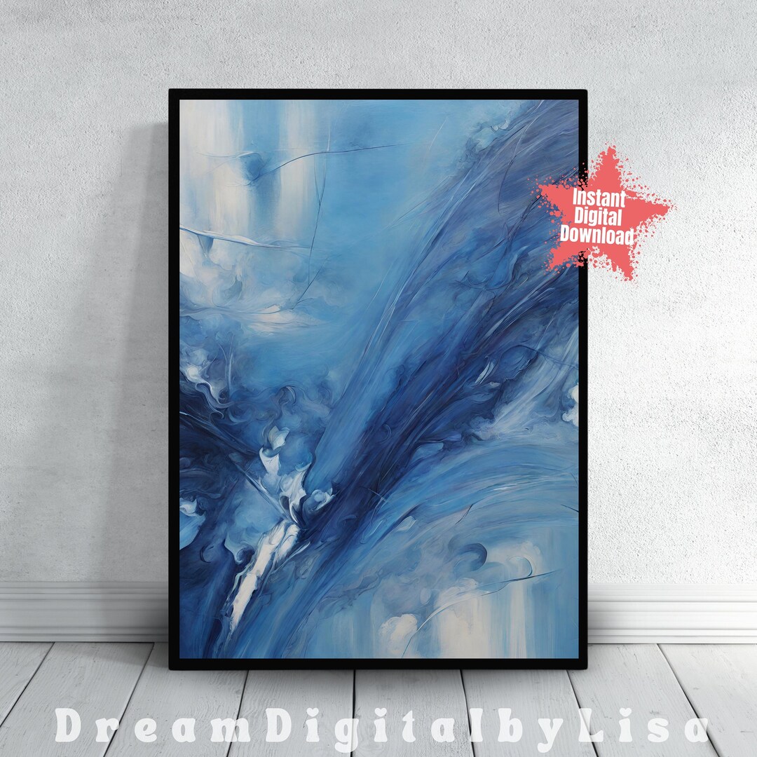 Blue Abstract Painting Print Printable Abstract Wall Art - Etsy
