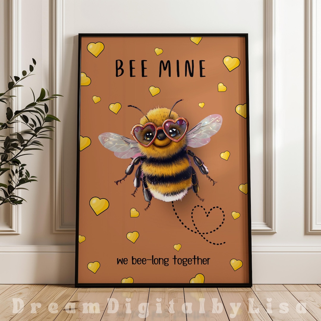 Bumble Bee Love Digital Valentines Day Digital Print Cute Bee ...