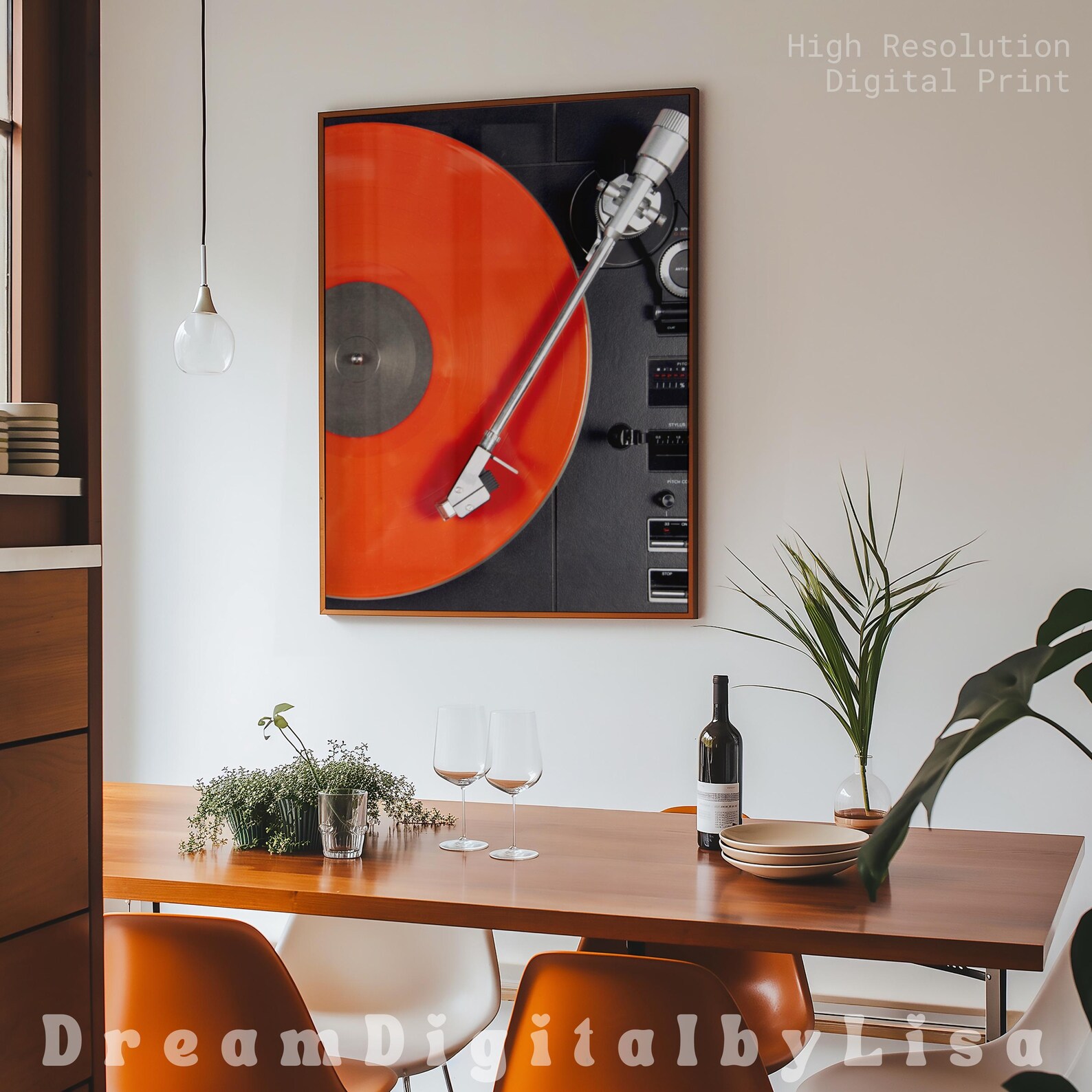 Record Player Print, Red Vinyl Poster, Music Lover Gift, Turntable ...