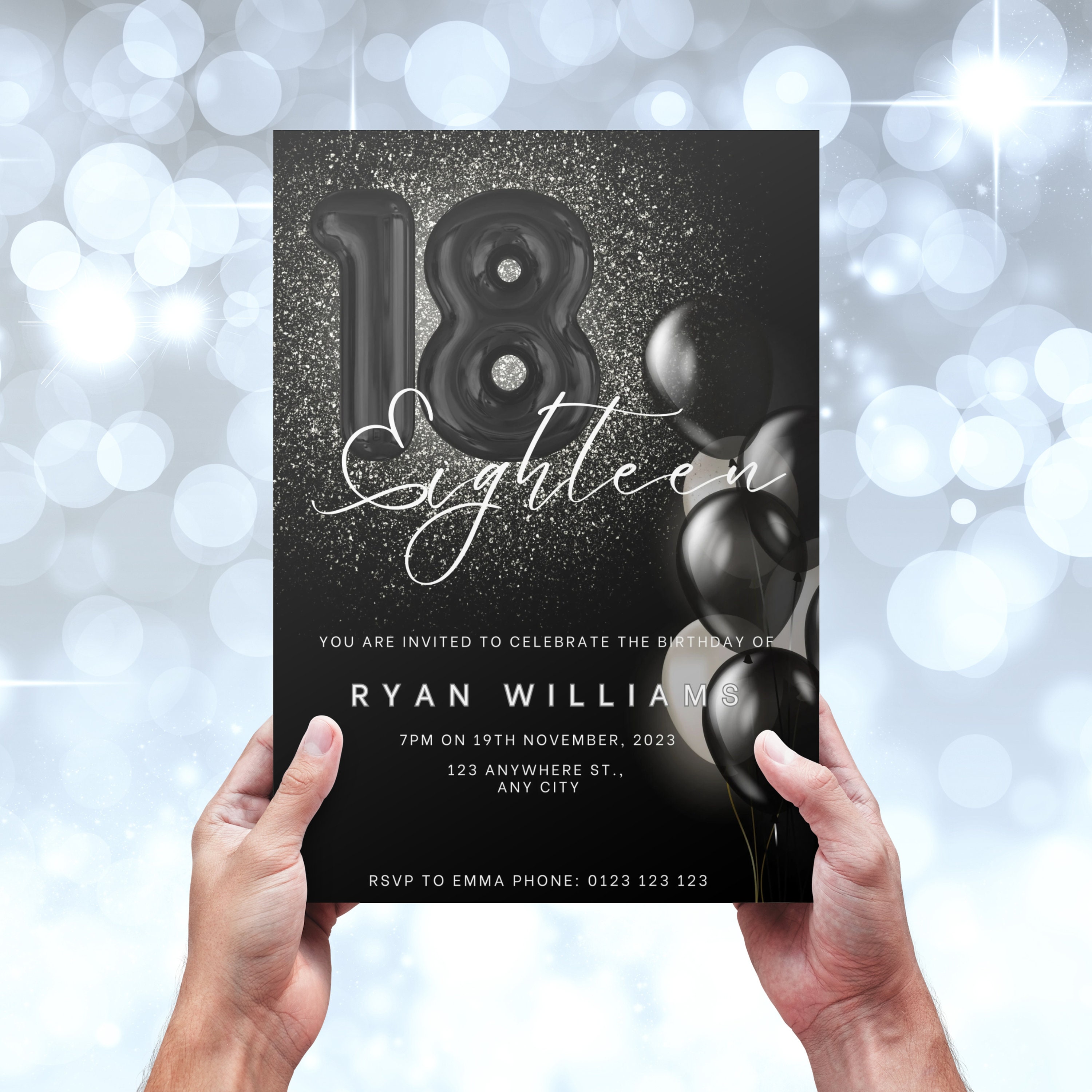 18th Birthday Invitation Editable Unisex 18th Party - Etsy