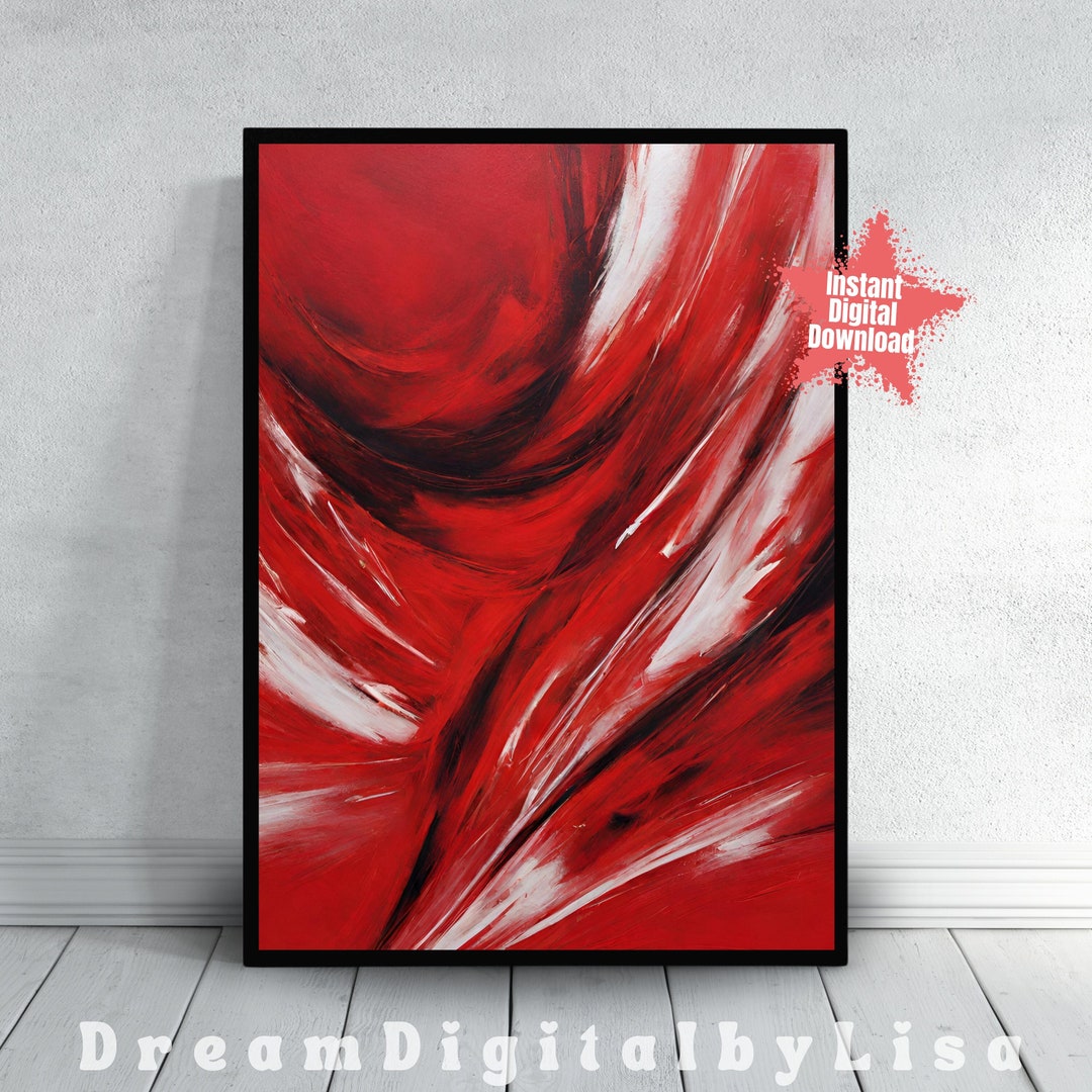 Red and Black Abstract Print Printable Red Abstract Wall Art - Etsy