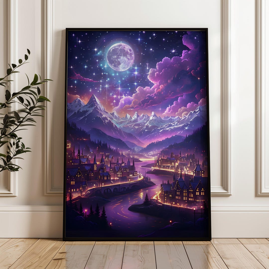 Celestial Starry Night DIGITAL Download Wall Art Velaris Whimsical ...