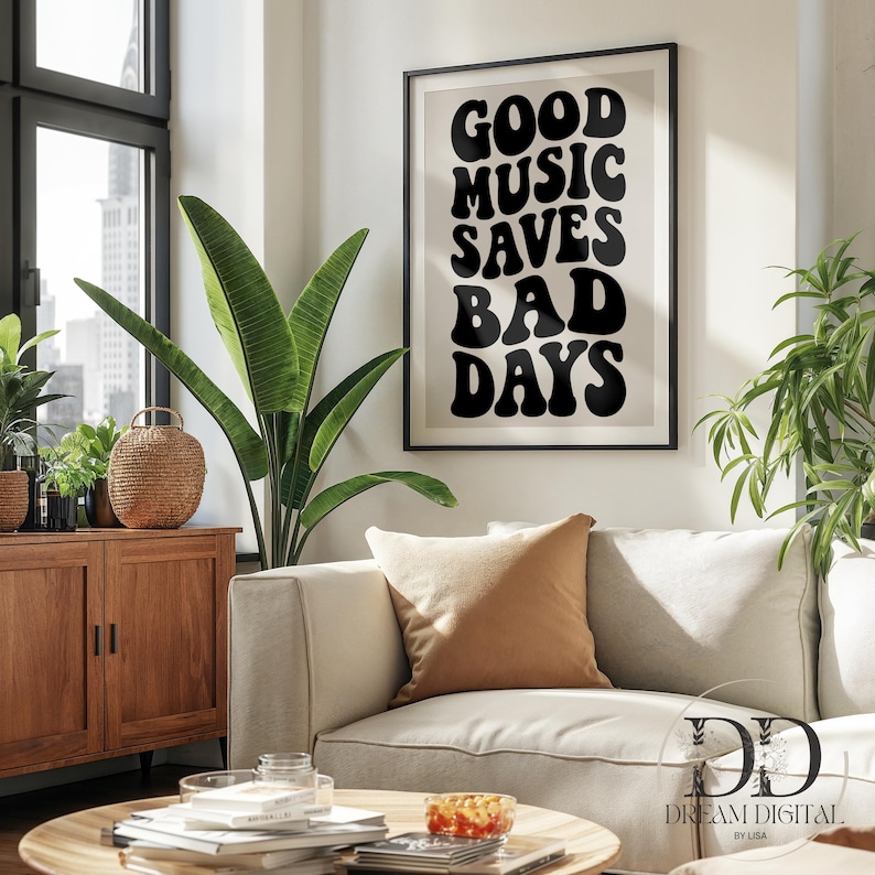 Retro Typography Music Quote Poster Bold Wall Art for Music Lovers ...