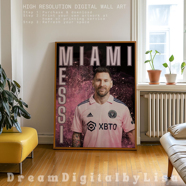 Messi Miami DIGITAL DOWNLOAD, Lionel Messi Printable, Messi Poster ...