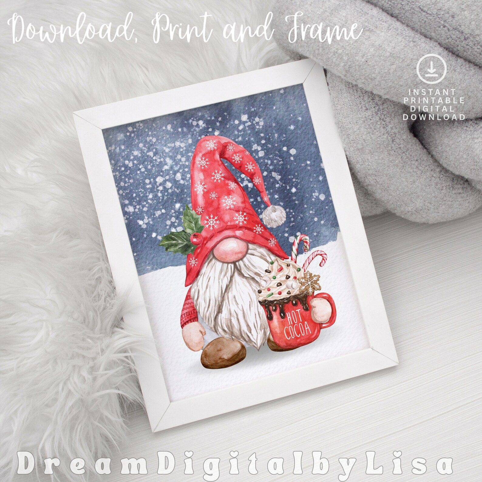 Christmas Gnome Print Gonk Christmas Watercolour Wall Art Gonk Gifts ...
