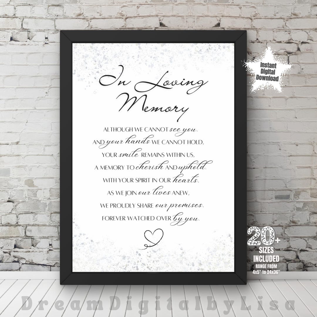 In Loving Memory Wedding Sign Memorial Sign Minimalist Wedding Memorial ...