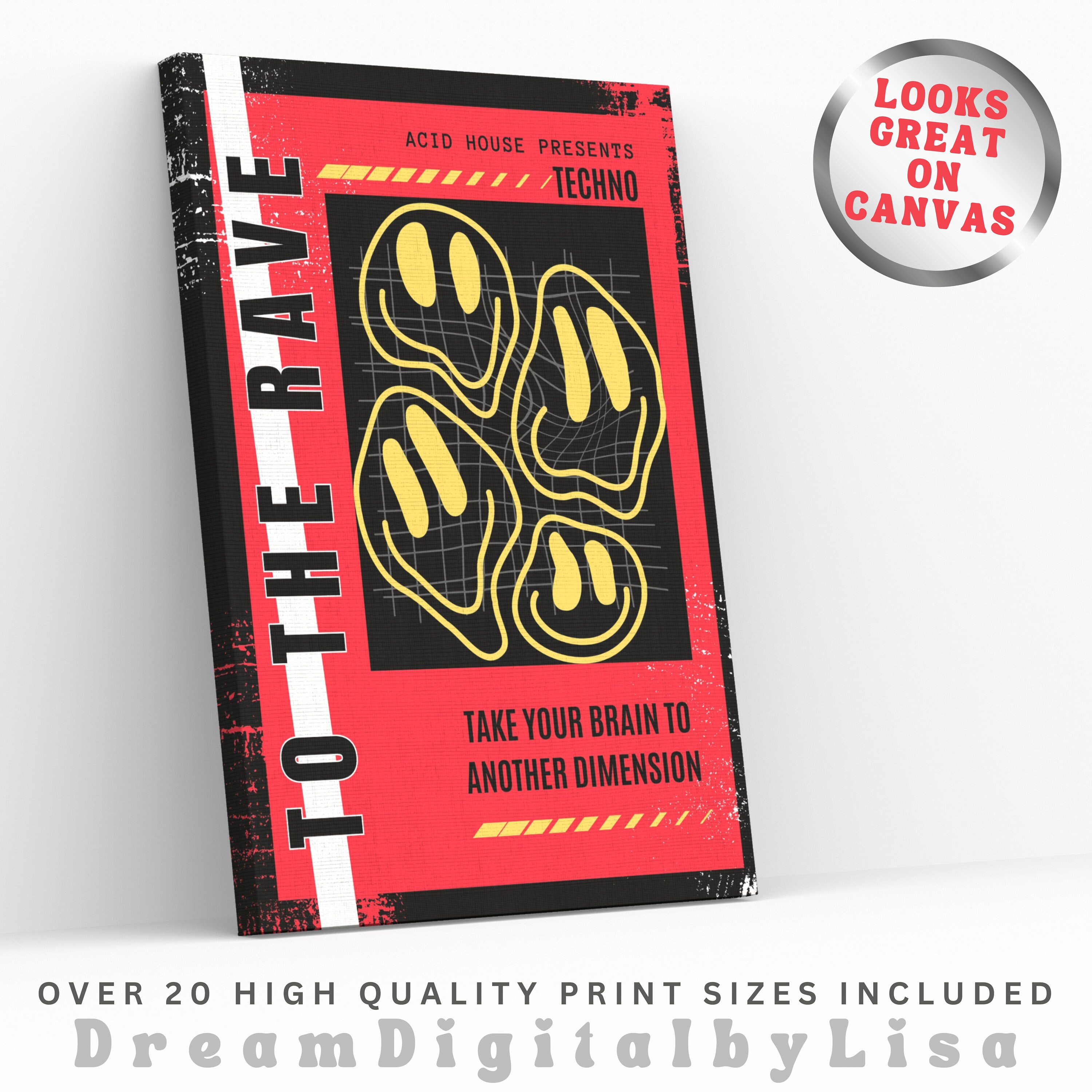 Rave Poster to the Rave Techno Dance Print 90s Acid House - Etsy