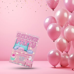 Sleepover Birthday Invitation Template Slumber Party Pyjama Party Any ...