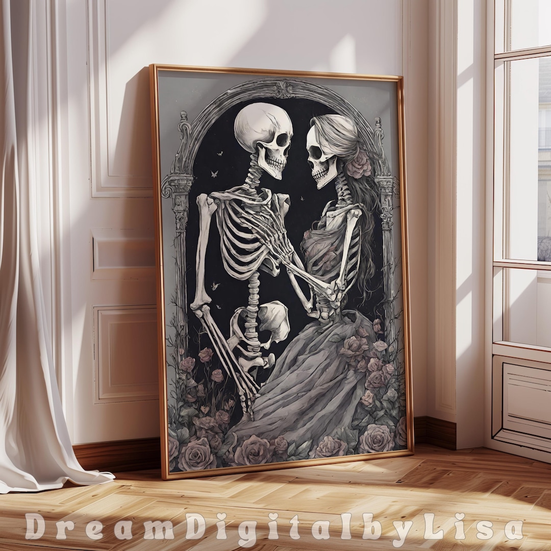 Skeleton Lovers, Dark Romance, Gothic Skeleton Couple, Gothic Valentine ...