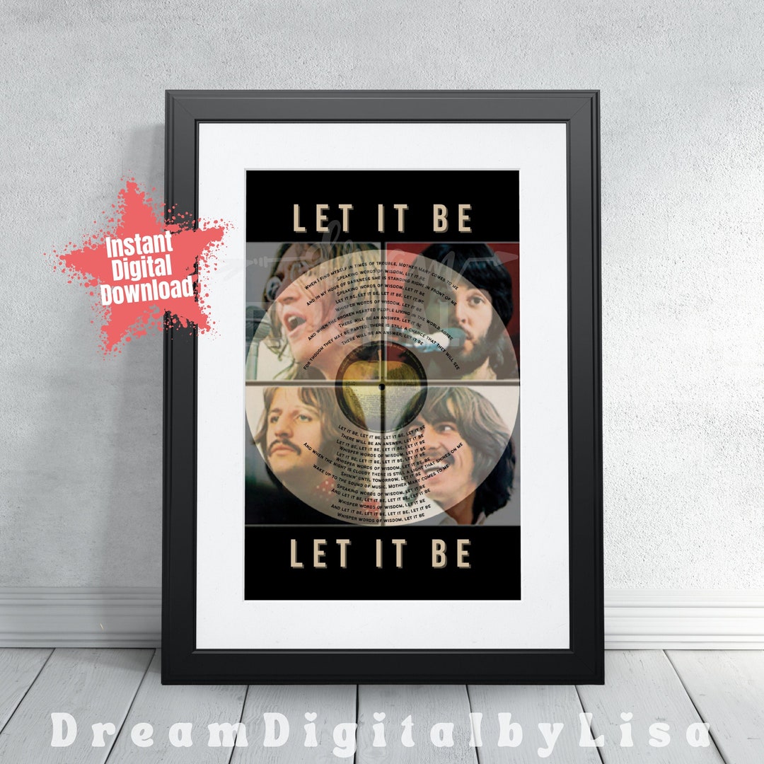 Let It Be Print, the Beatles Lyrics Poster, Digital Design, the Beatles ...