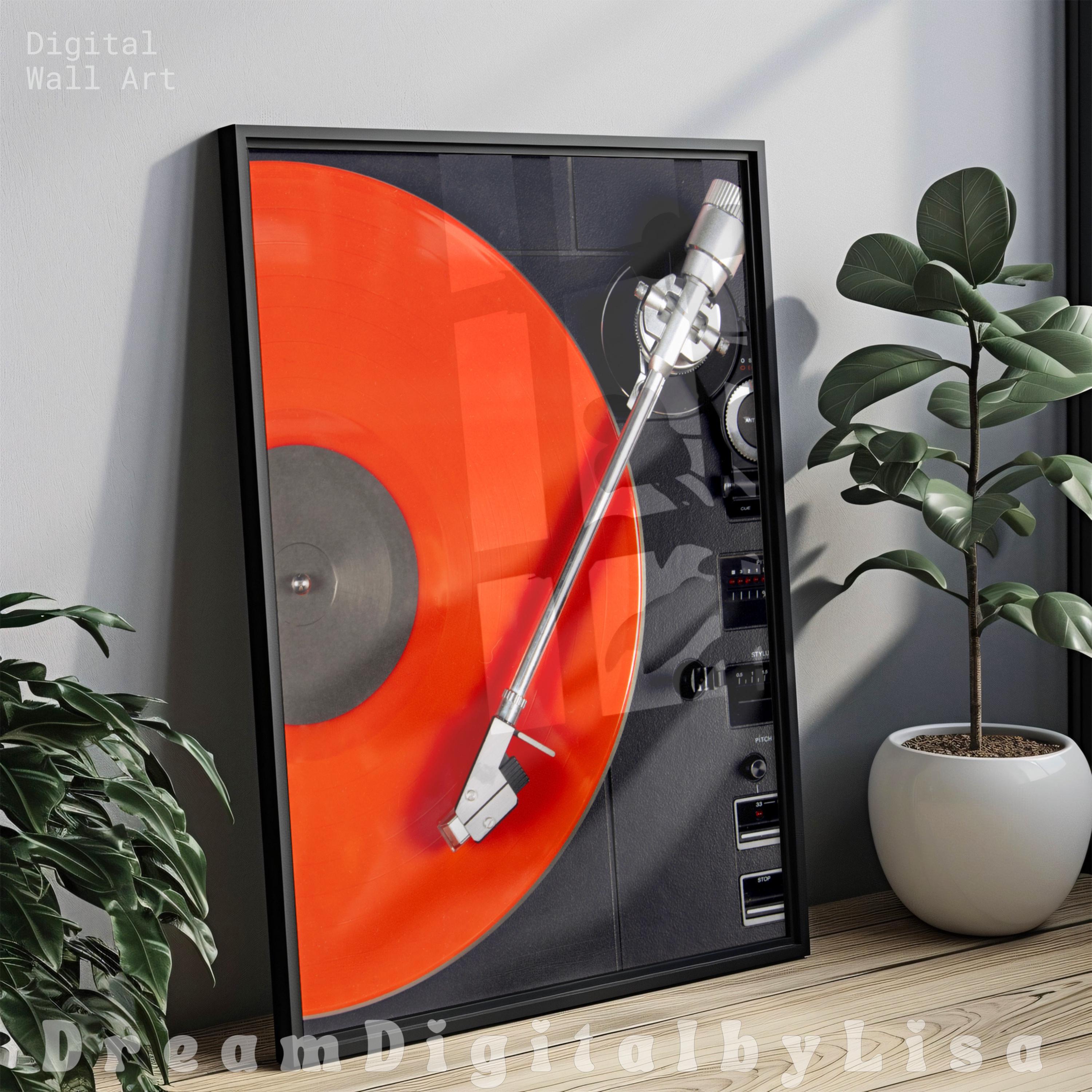 Record Player Print, Red Vinyl Poster, Music Lover Gift, Turntable ...