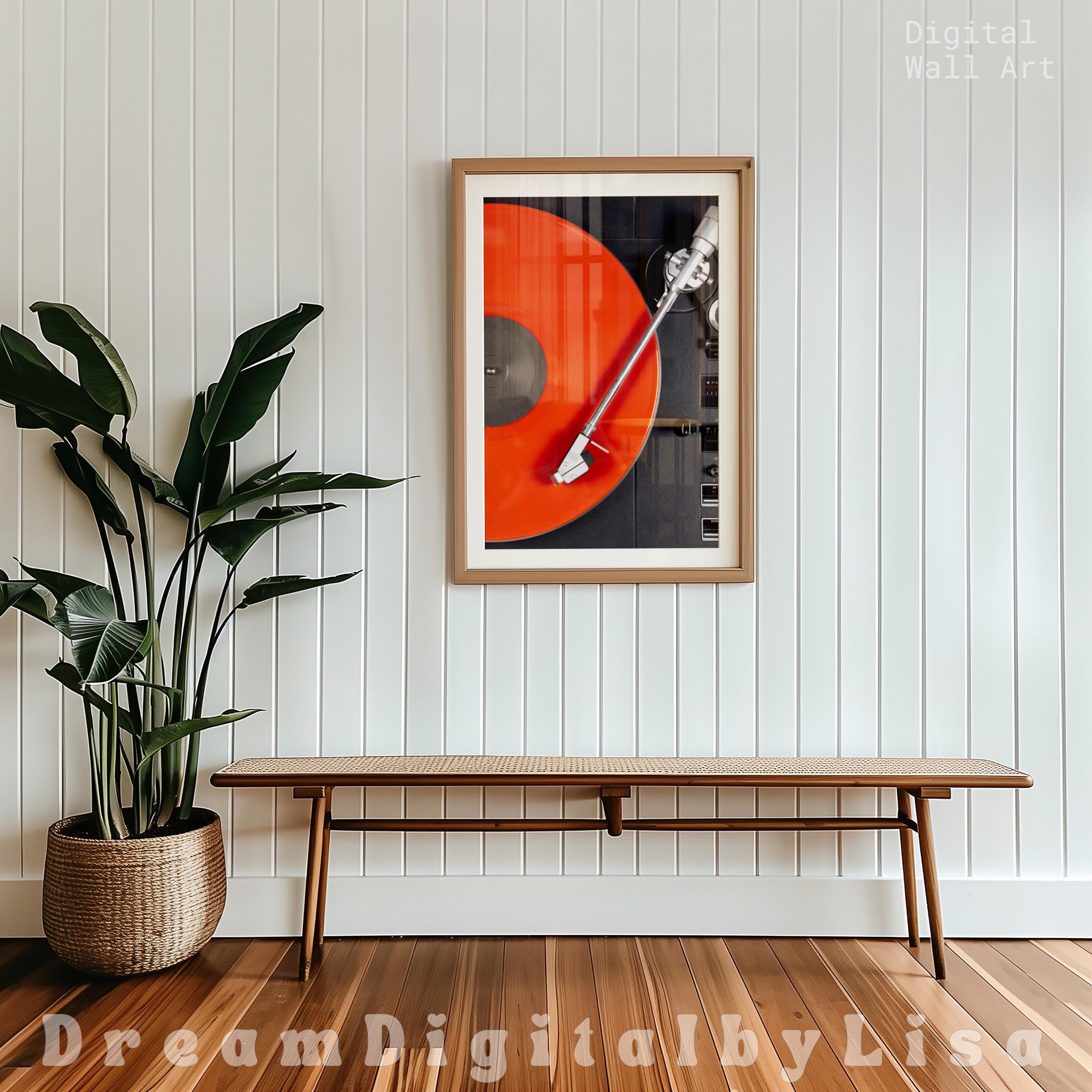 Record Player Print, Red Vinyl Poster, Music Lover Gift, Turntable ...