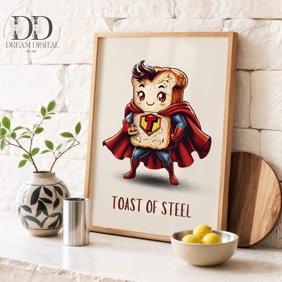 Superhero Breakfast Toast of Steel Quirky Funny Food Kitchen Wall Decor ...