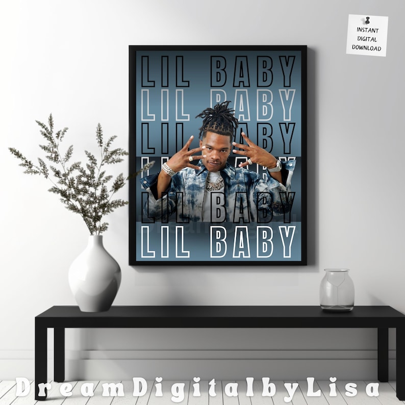 Lil Baby Poster Print, Lil Baby Printable Design, Lil Baby Rap Artist ...