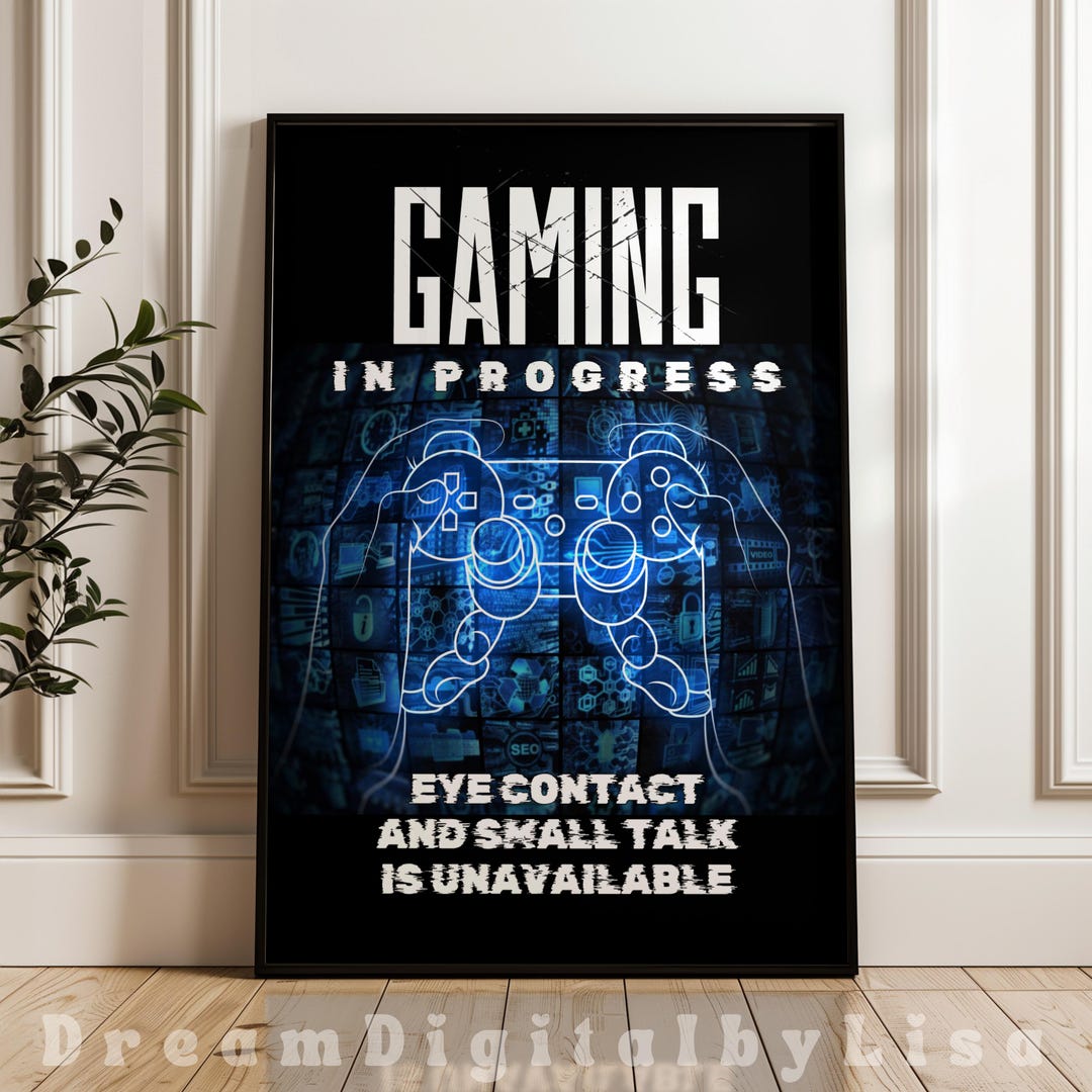Gamer Poster DIGITAL DOWNLOAD Games Room Print Blue Room Gaming ...