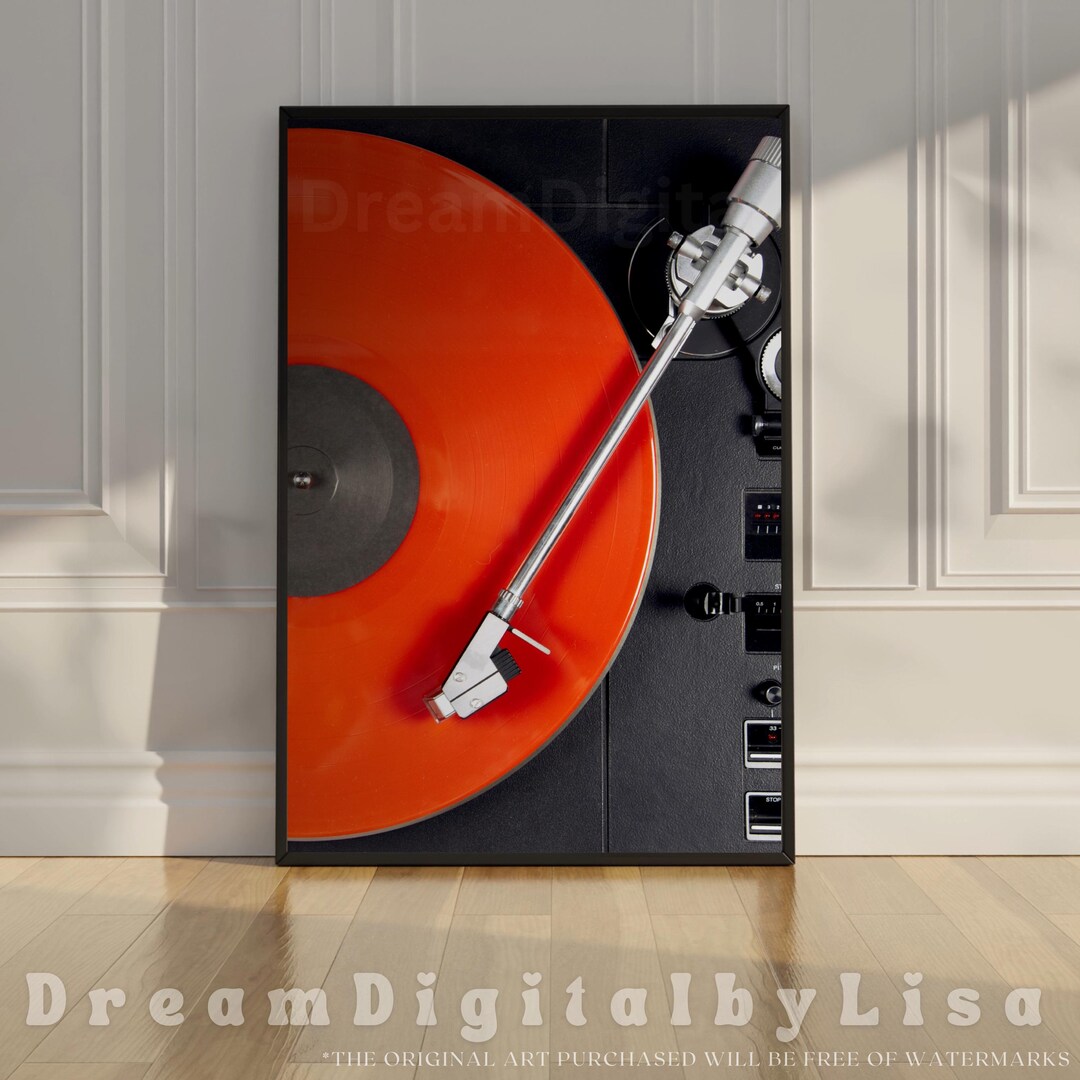 Record Player Print, Red Vinyl Poster, Music Lover Gift, Turntable ...