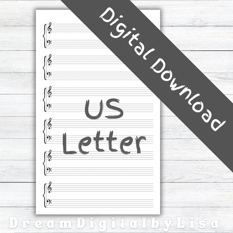 PRINTABLE Blank Sheet Music for A4/US Letter, Piano Staff Paper, Blank ...