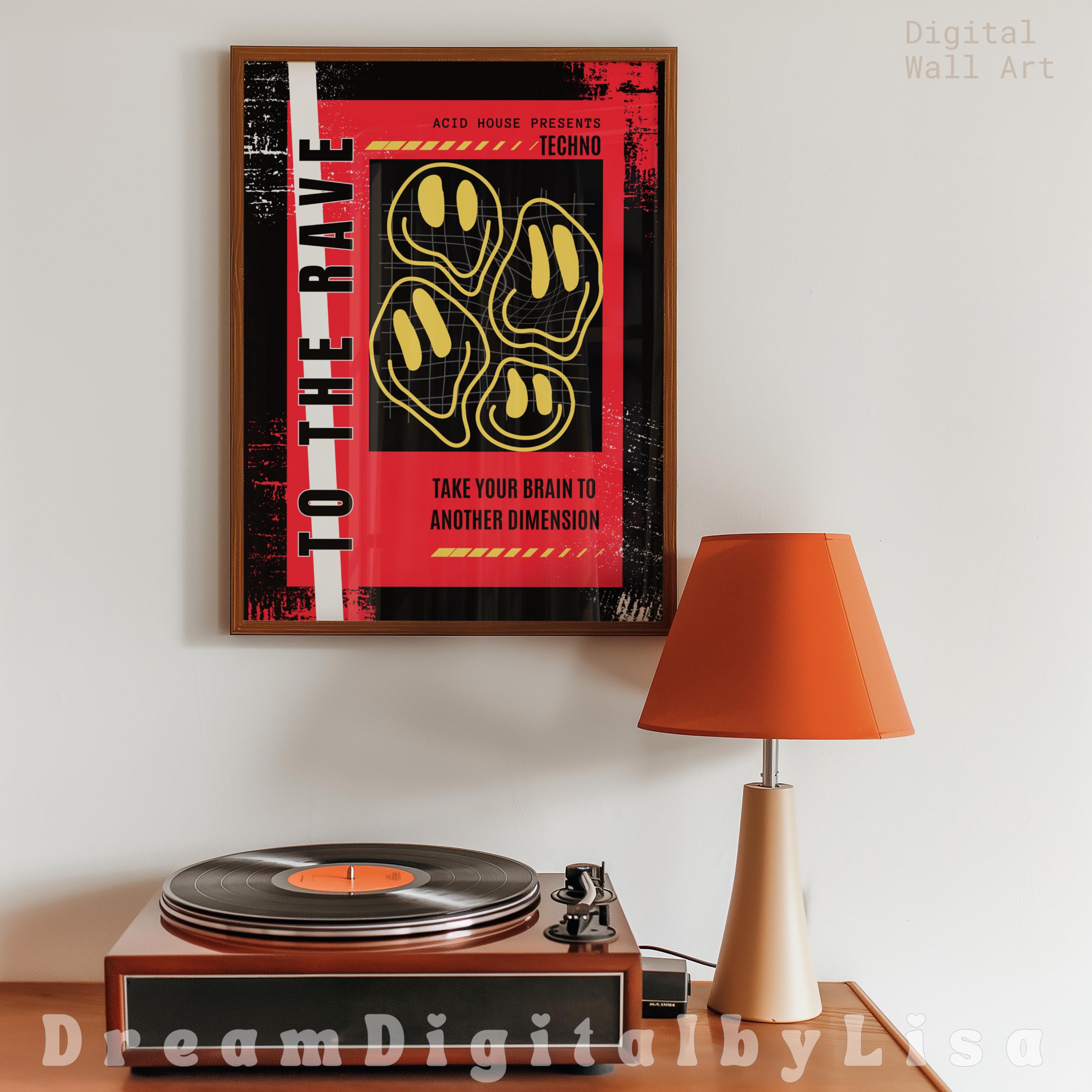 1990s Rave Poster to the Rave Techno Dance Print 90s Acid House Poster ...