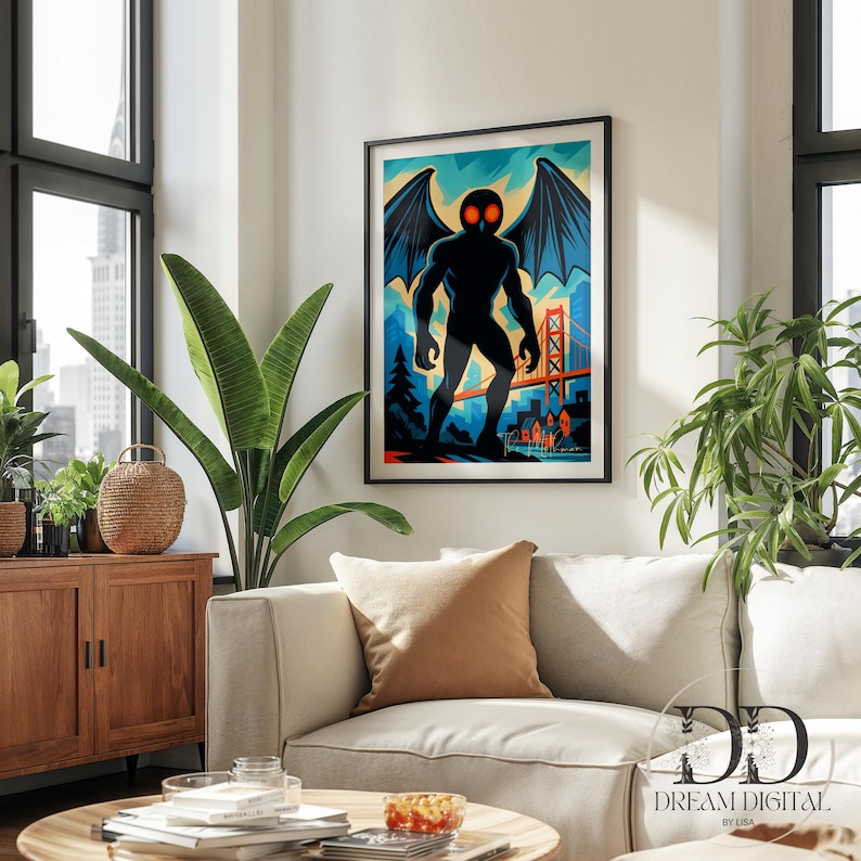 The Mothman Cryptid Folklore Poster, Retro Comic Book Style Halloween ...