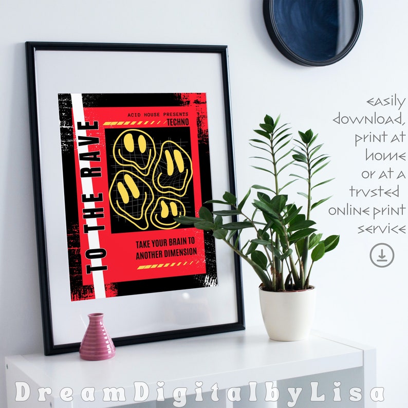 Rave Poster to the Rave Techno Dance Print 90s Acid House - Etsy