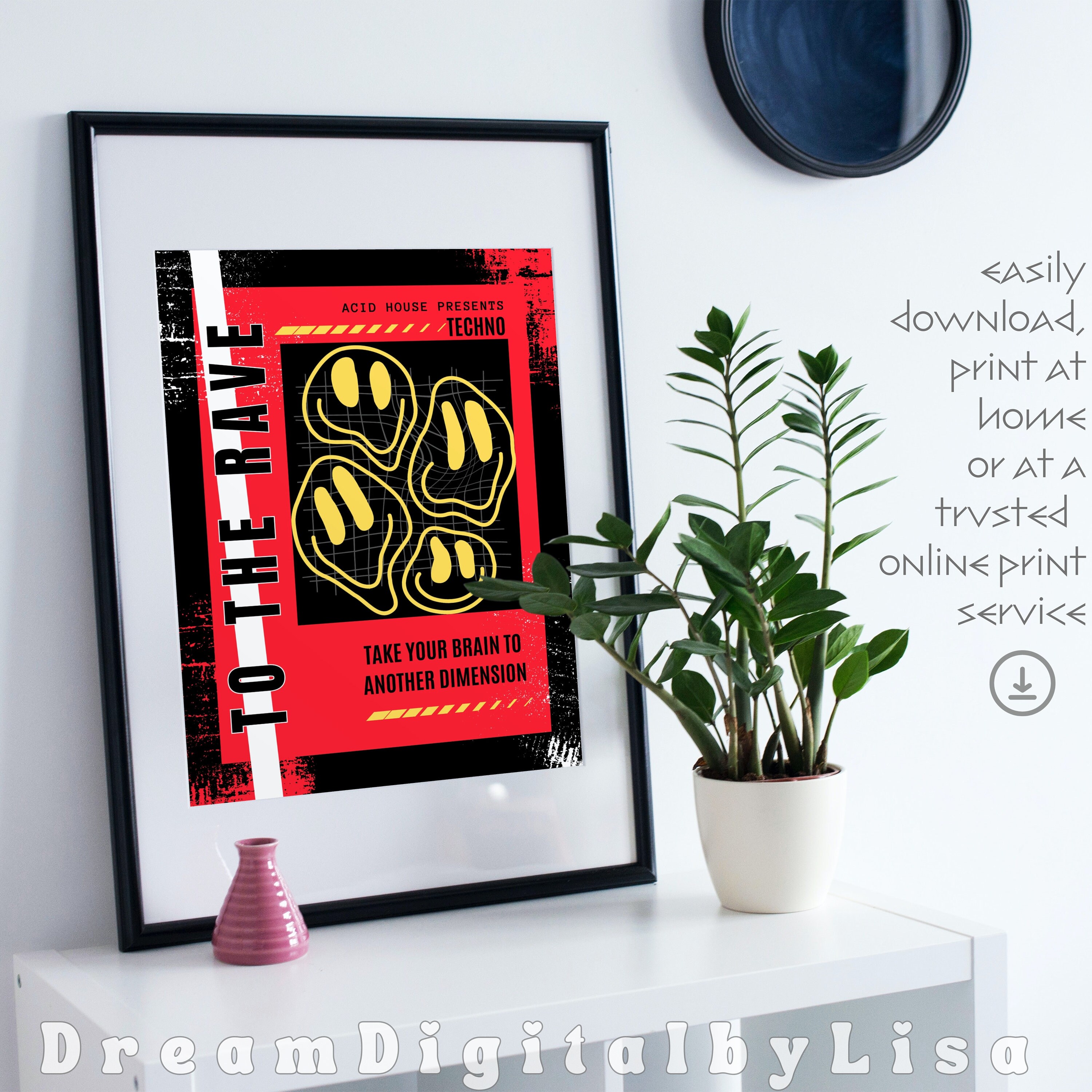 Rave Poster to the Rave Techno Dance Print 90s Acid House - Etsy