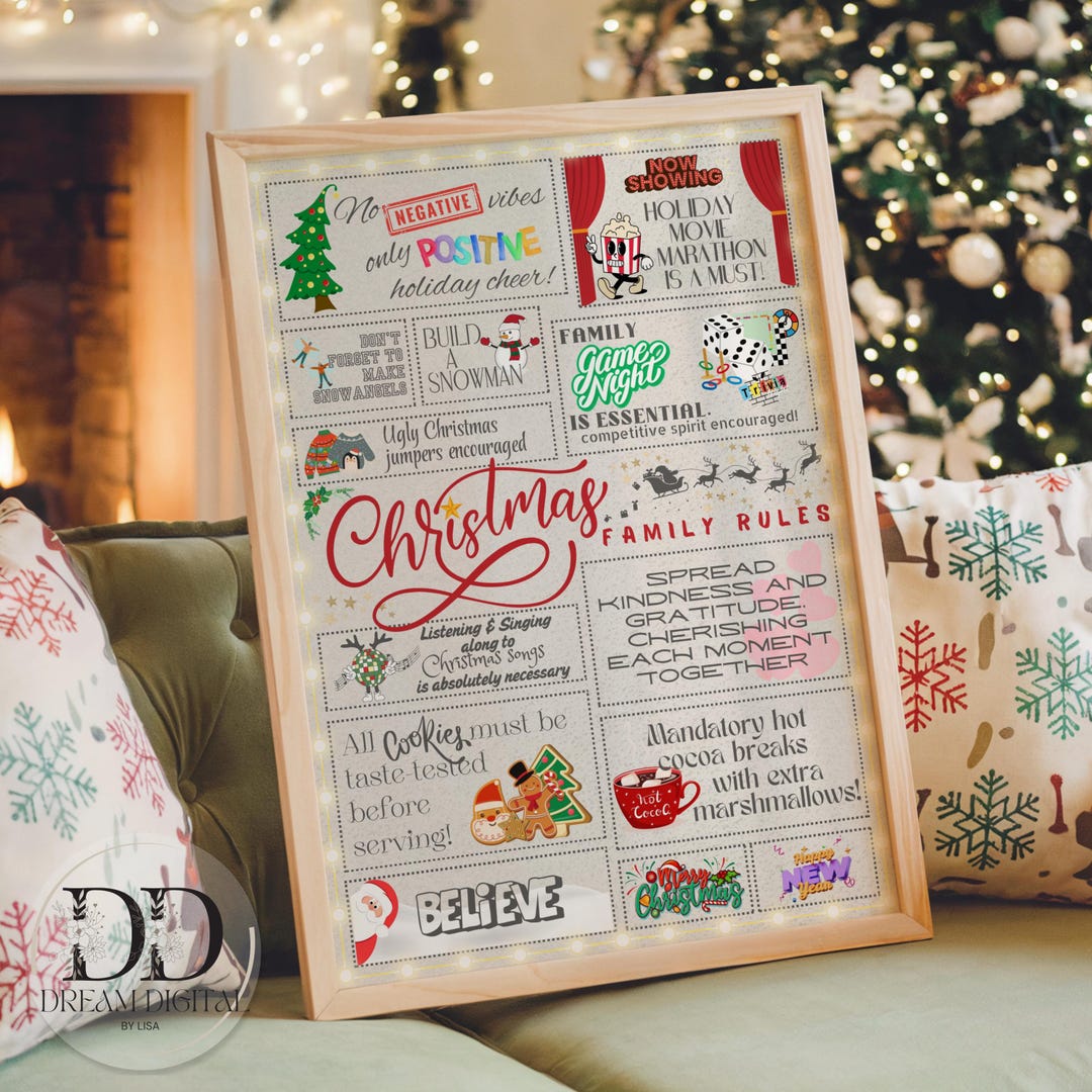 Christmas Family Print Family Rules Christmas Rules Decor Printable ...