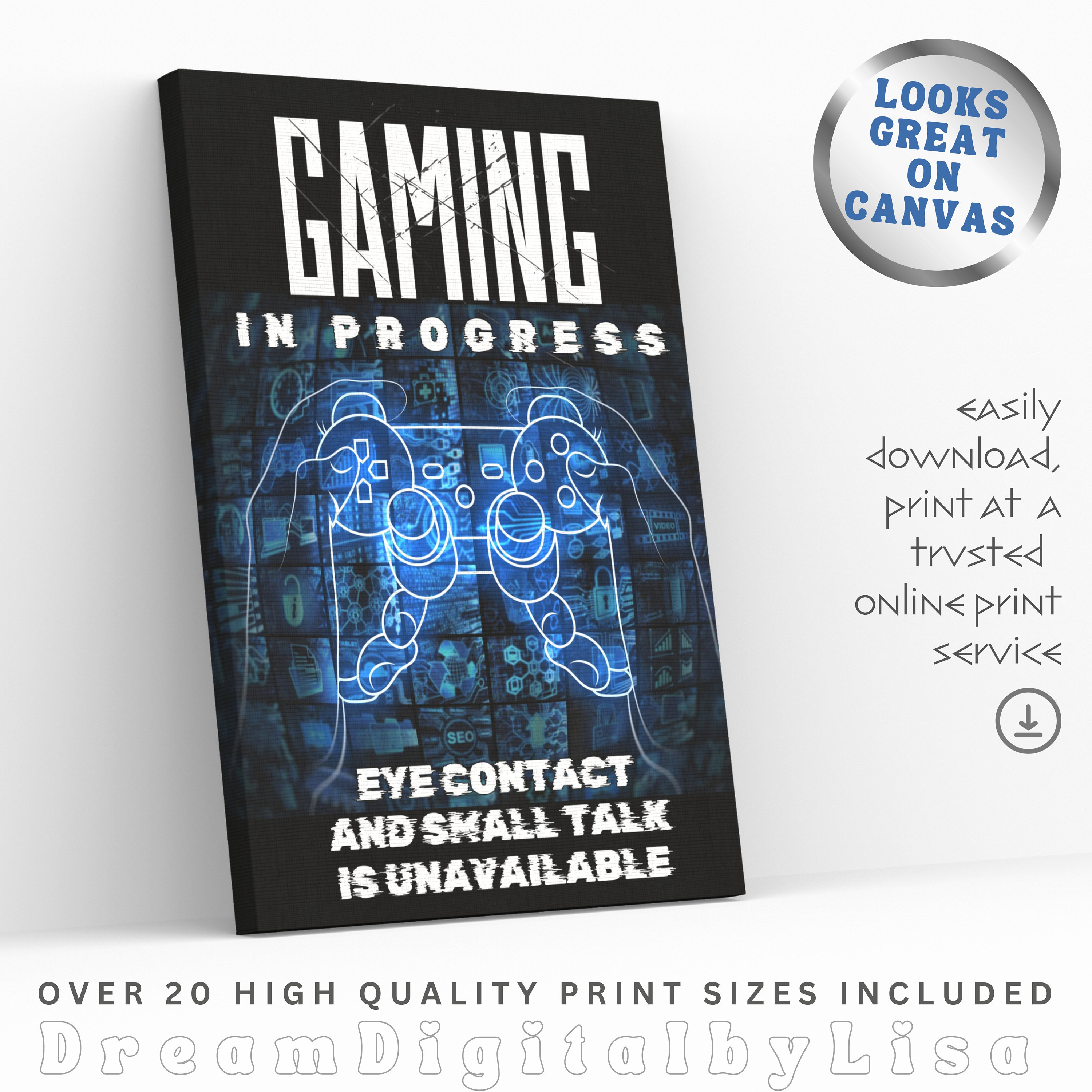 Gaming Poster DIGITAL DOWNLOAD Gaming Prints Blue Gaming - Etsy