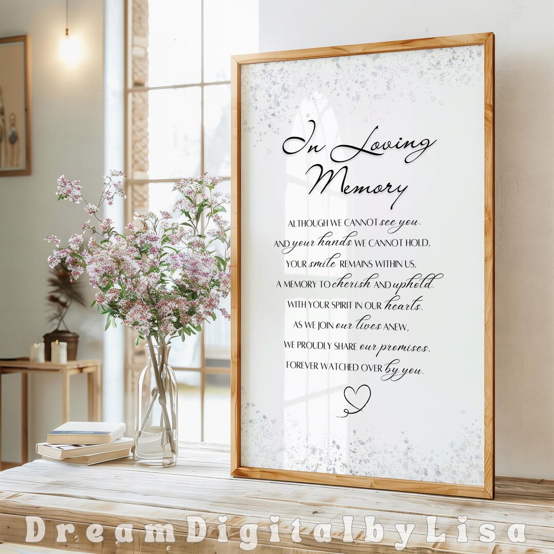 In Loving Memory Wedding Sign Memorial Sign Minimalist Wedding Memorial ...
