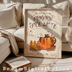 Pumpkin Spice Latte Print Autumn Fall Decor Kitchen Coffee Wall Art ...