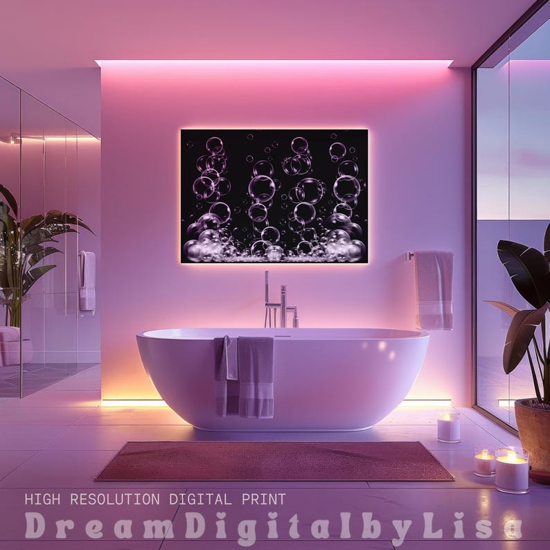 Bubbles Bathroom Wall Art, Landscape Print, Bathroom Art, Bubbles Art ...