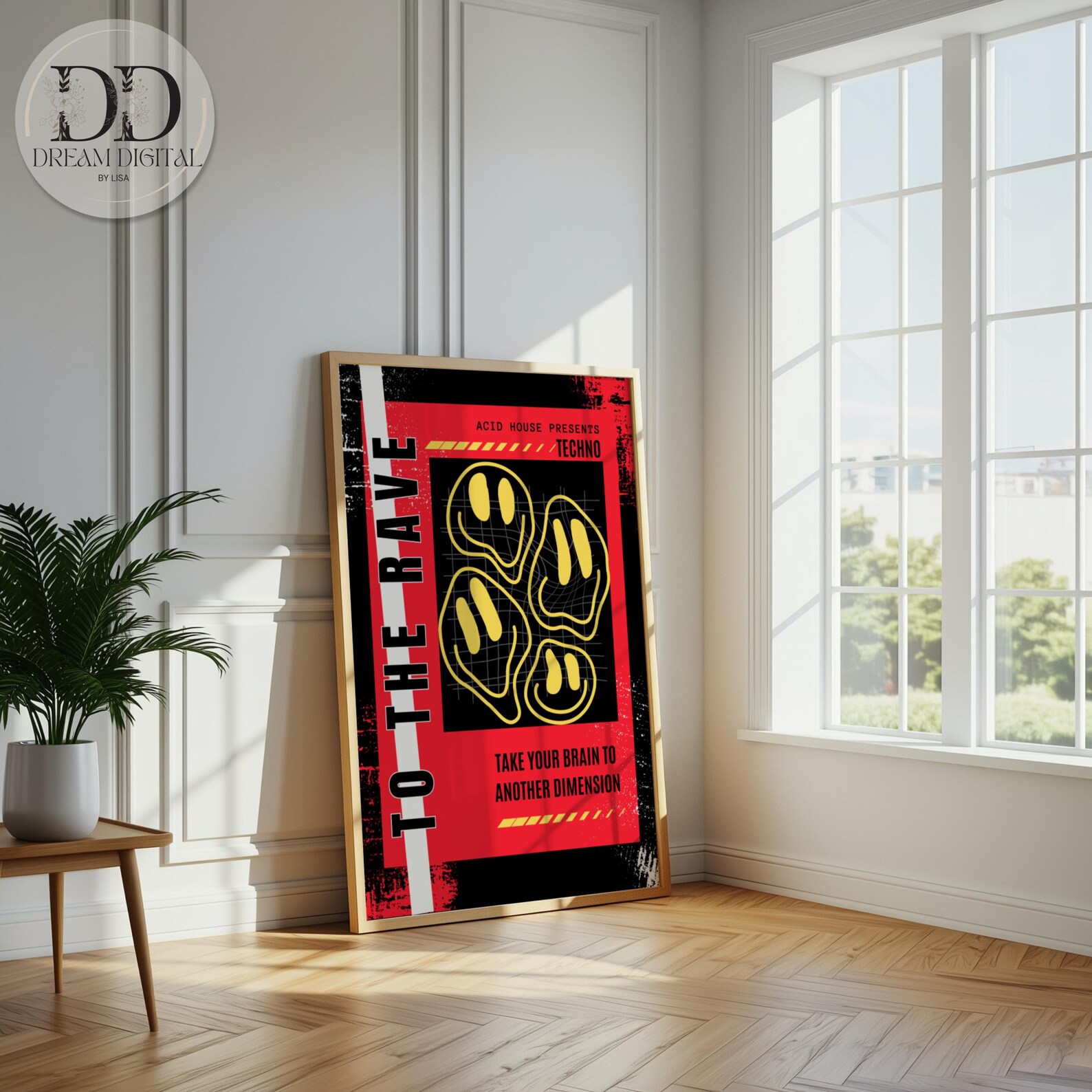 1990s Rave Poster to the Rave Techno Dance Print 90s Acid House Poster ...