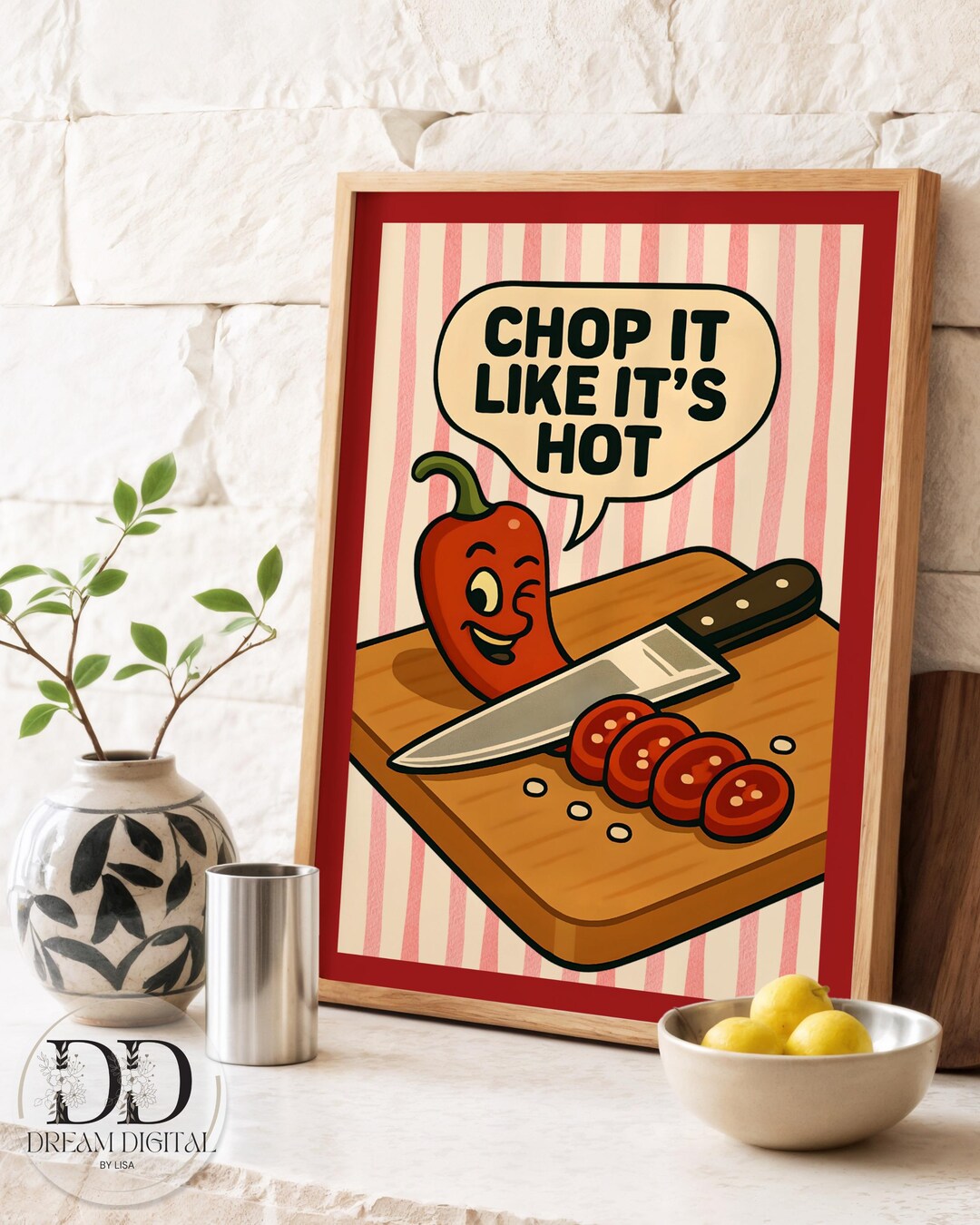 Funny Quirky Kitchen Wall Art – Chop It Like It’s Hot Chilli Print ...