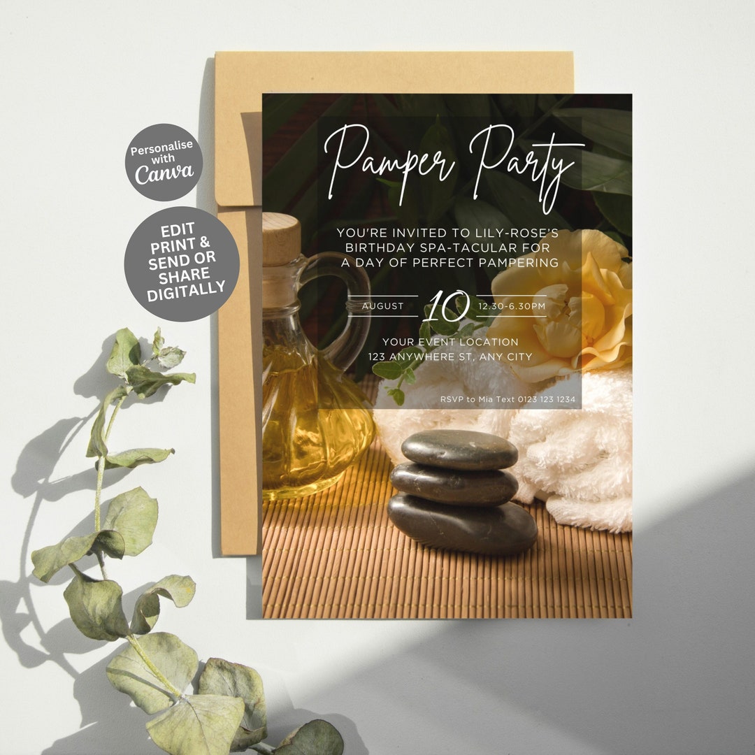 Pamper Party Invitation Editable Spa Template Any Age Birthday Makeup ...