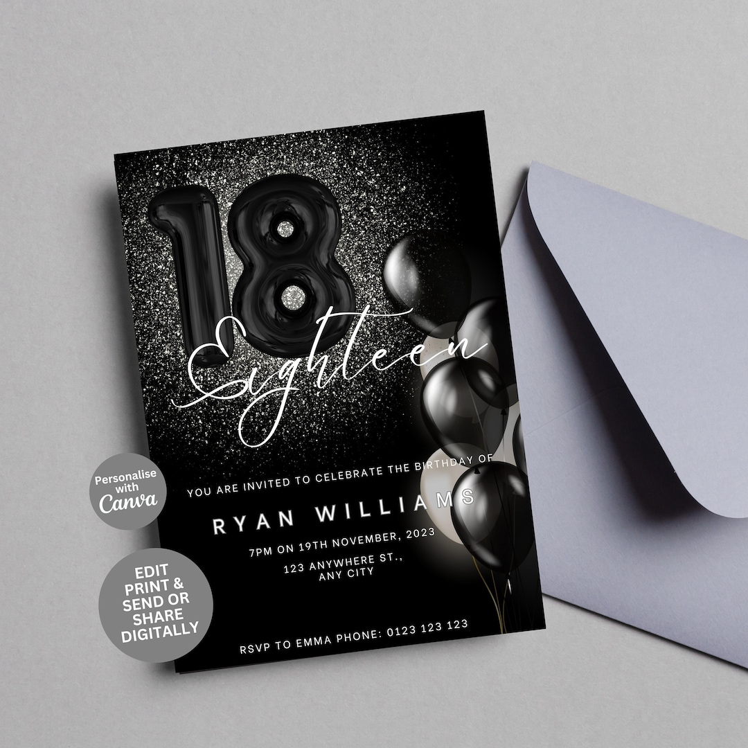18th Birthday Invitation Editable Unisex 18th Party - Etsy