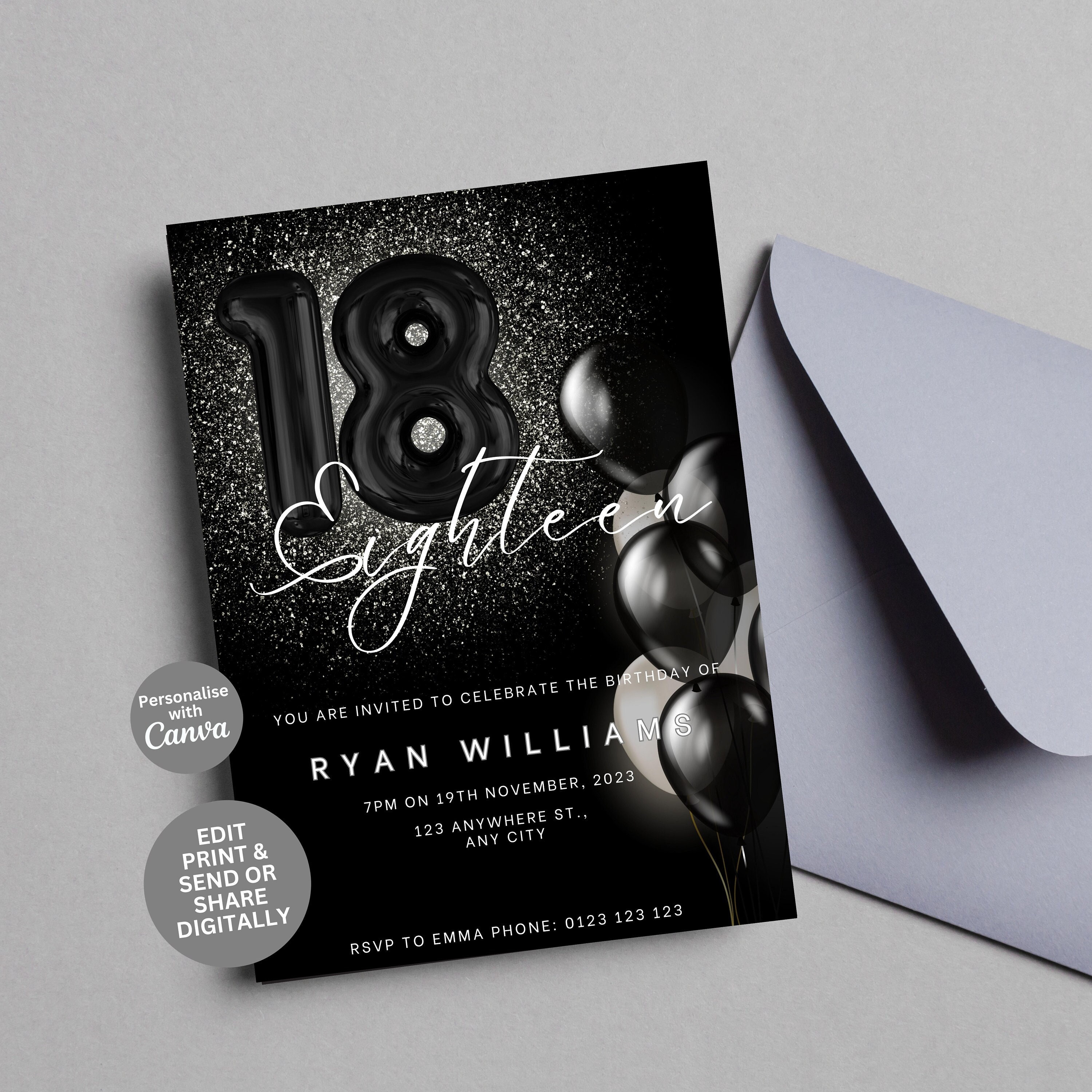 18th Birthday Invitation Editable Unisex 18th Party - Etsy