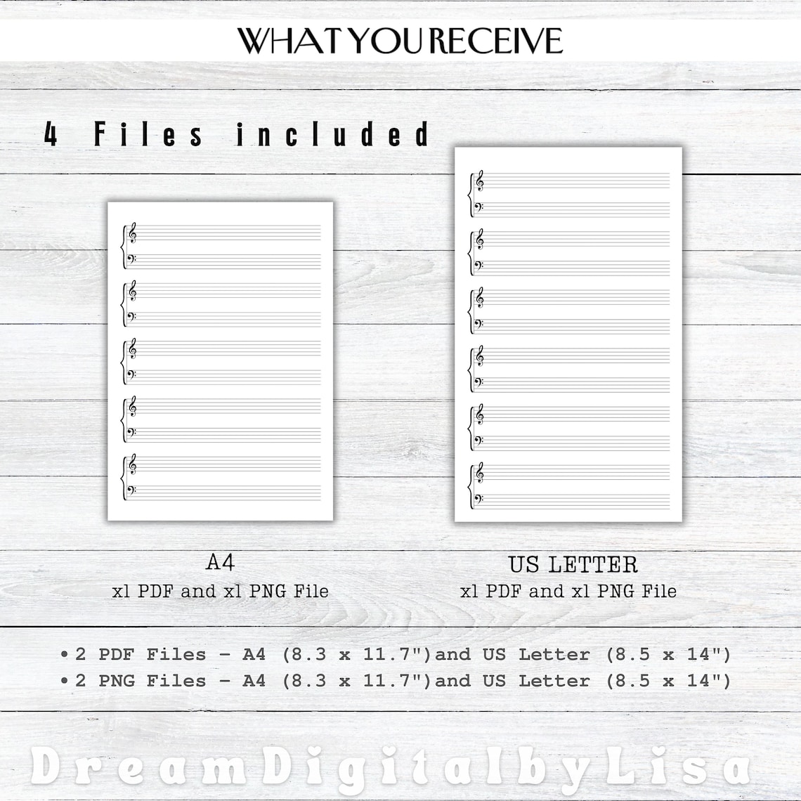 PRINTABLE Blank Sheet Music for A4/US Letter, Piano Staff Paper, Blank ...