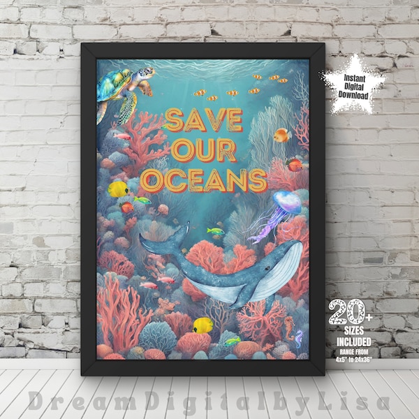 Save the Ocean Poster - Etsy UK