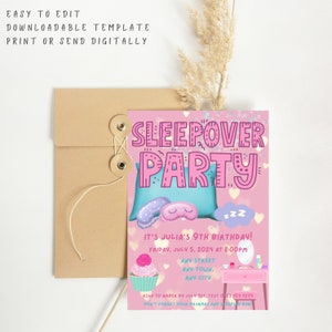 Sleepover Birthday Invitation Template Slumber Party Pyjama Party Any ...