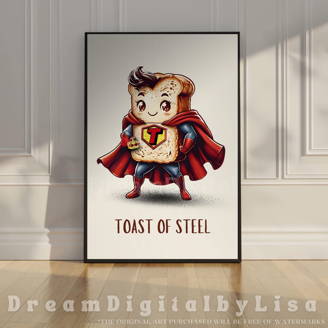 Superhero Breakfast Toast of Steel Quirky Funny Food Kitchen Wall Decor ...